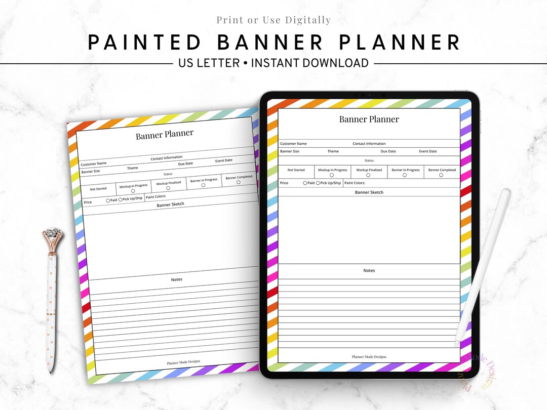 Painted Banner Planner, Banner Business Planning, Custom Order Tracker ...