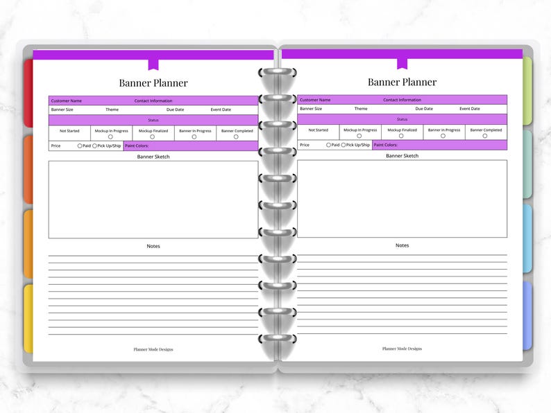 Painted Banner Planner, Banner Business Planning, Custom Order Tracker ...