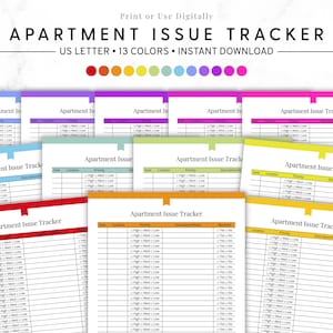 Apartment Issue Tracker Printable, Tenant Maintenance Log Sheet, Rental ...