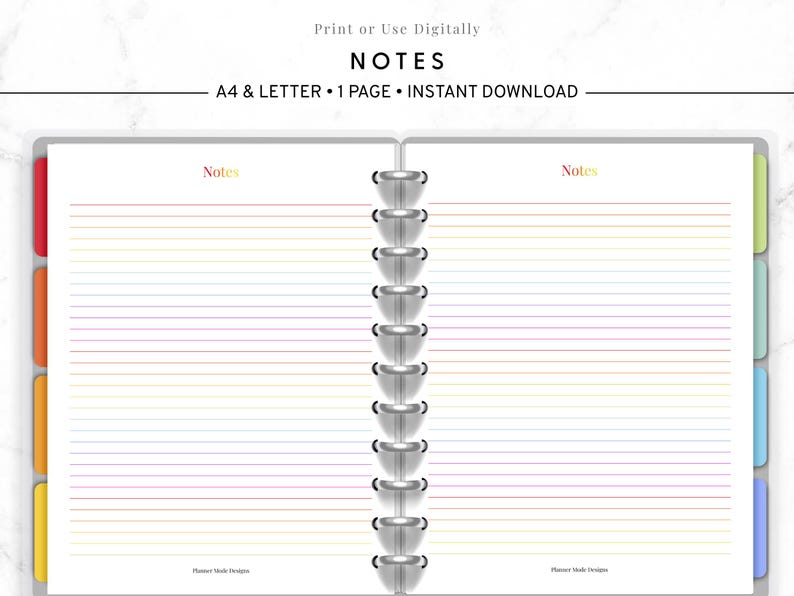 Rainbow Lined Notes Printable, Cute Note Paper PDF, Colorful Lined ...