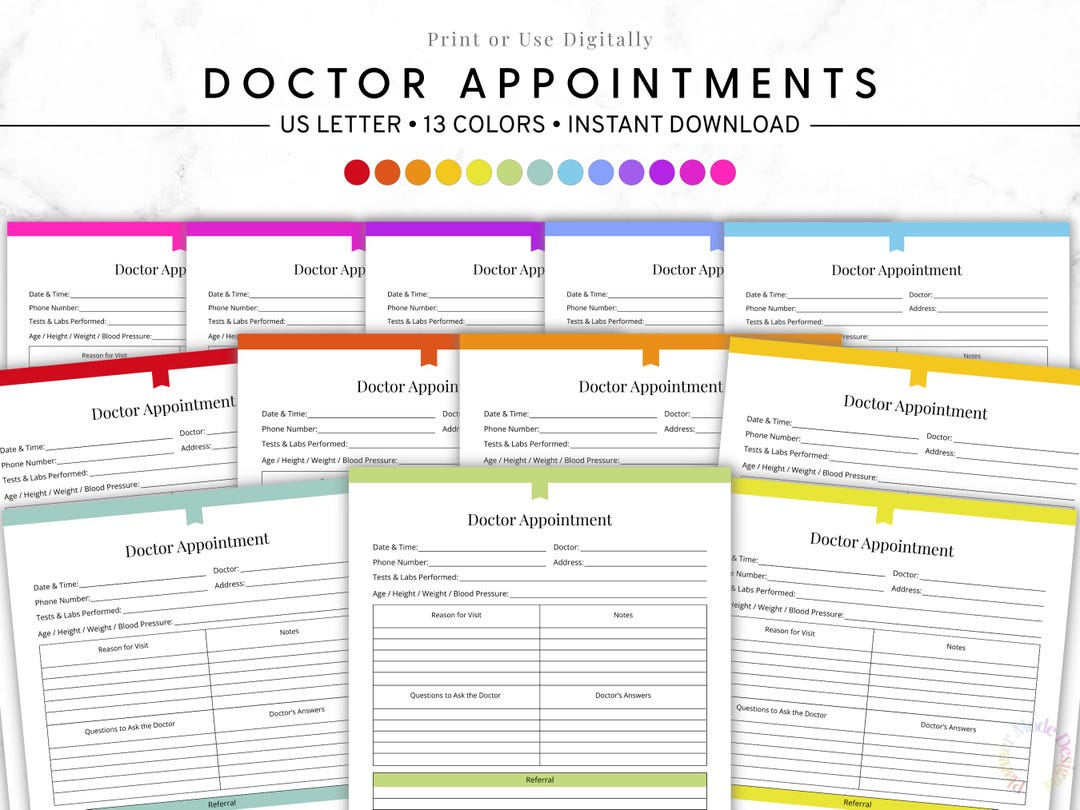 Doctor Appointment Printable, Medical Appointment Tracker, Health ...