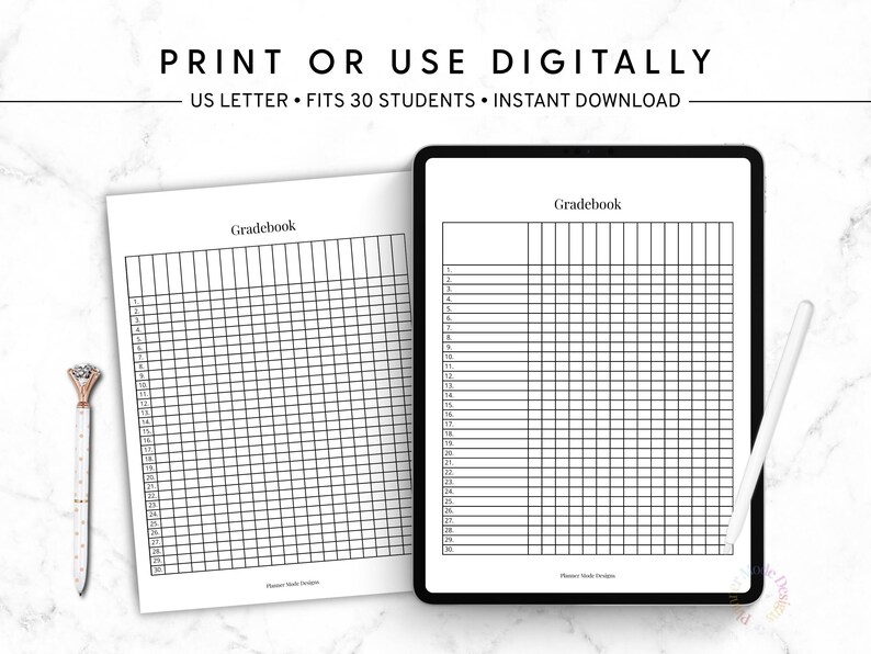 Class Record Checklist, Teacher Gradebook, Class Assignments, Printable ...