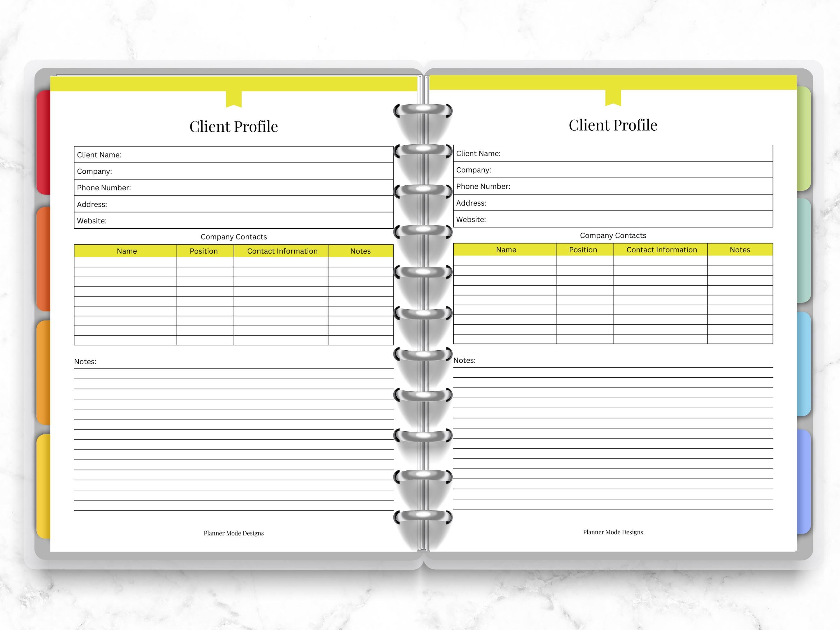 Client Profile Information Sheet, Printable Client Details Form ...