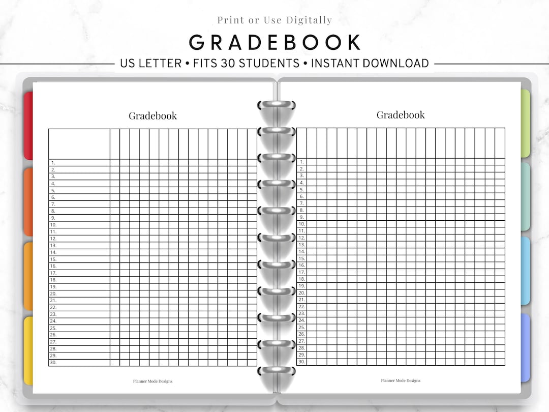 Class Record Checklist, Teacher Gradebook, Class Assignments, Printable ...