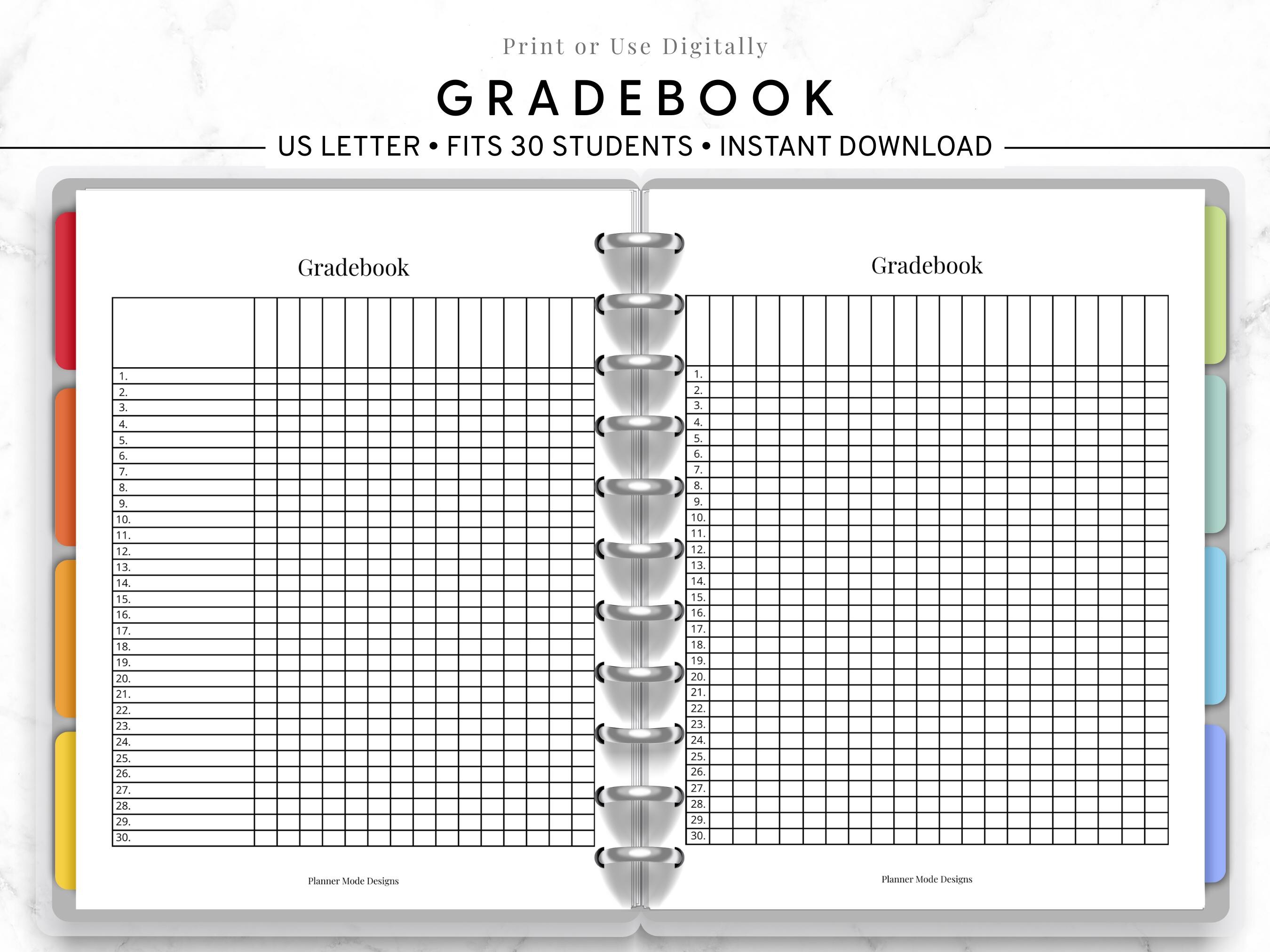 Class Record Checklist, Teacher Gradebook, Class Assignments, Printable ...