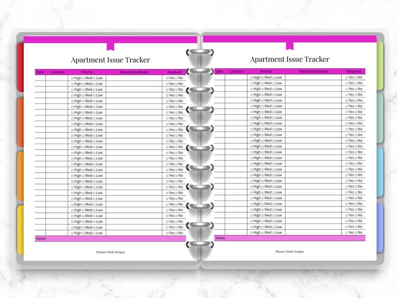 Apartment Issue Tracker Printable, Tenant Maintenance Log Sheet, Rental ...