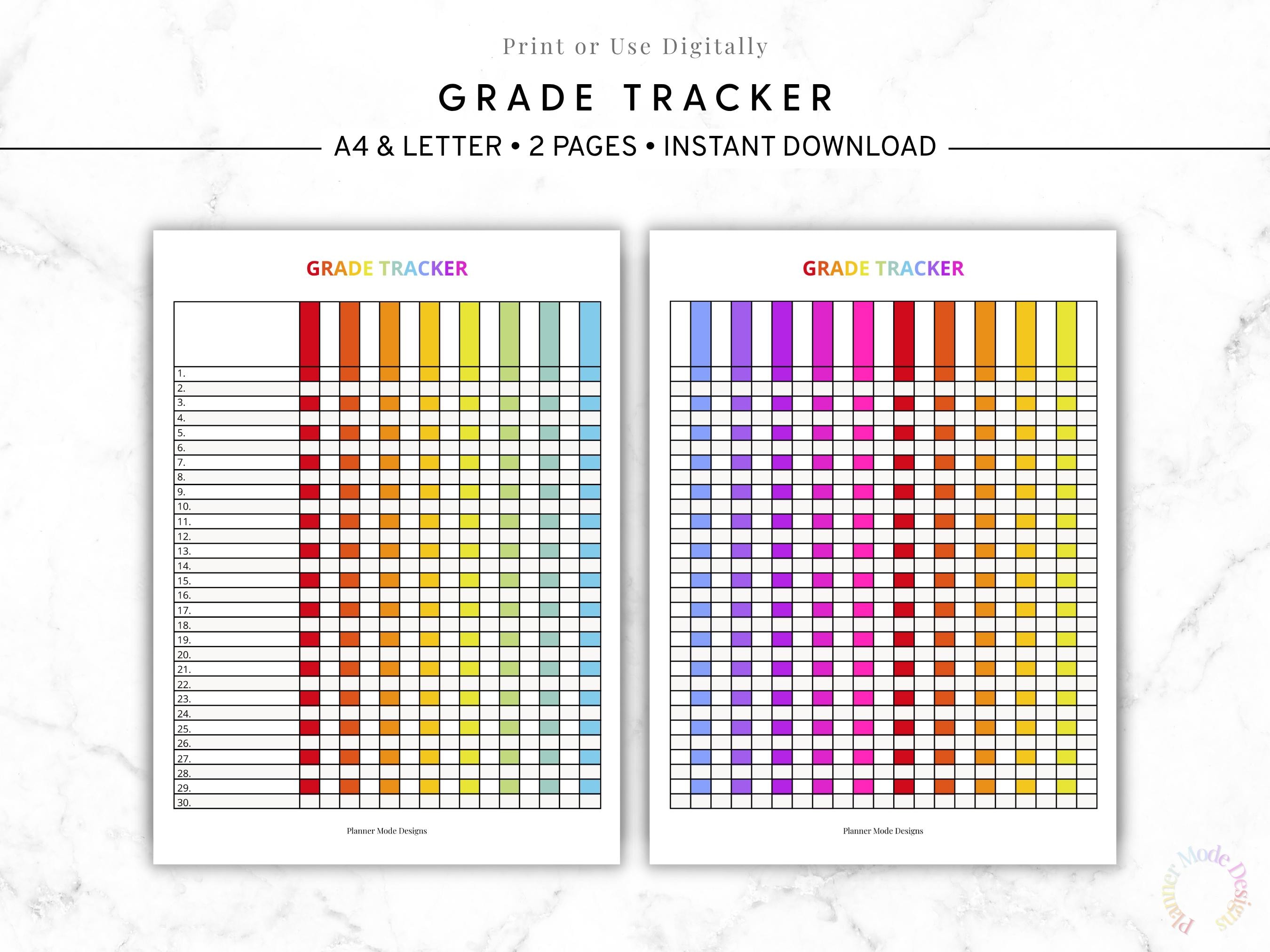 Colorful Gradebook Printable, Teacher Record Sheet PDF, Student ...