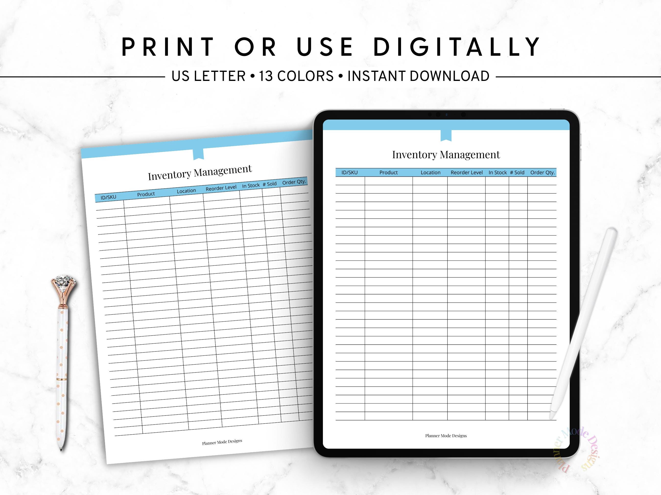 Inventory Management Printable, Product Tracking Sheet, Product ...