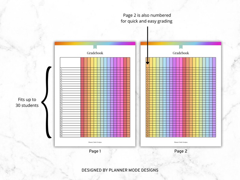 Gradebook Printable, Digital Grade Book for Teachers, Assignment ...