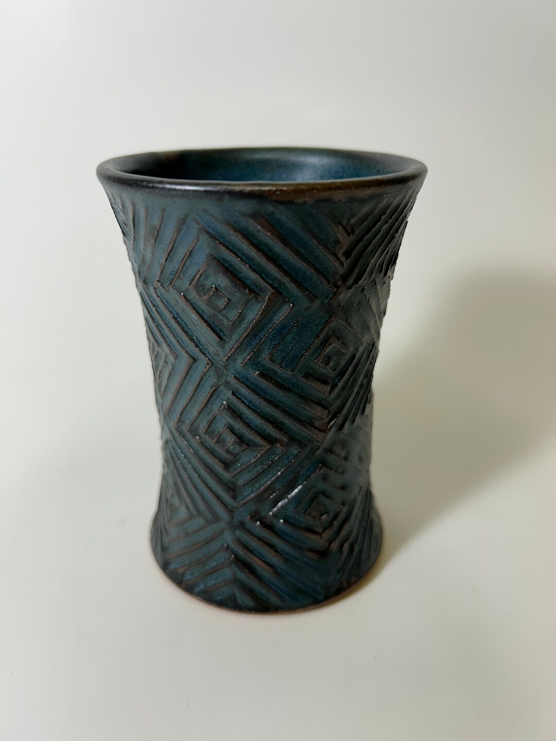 Textured Cup - Dark Green Diamond Pattern (no Handle) - Etsy