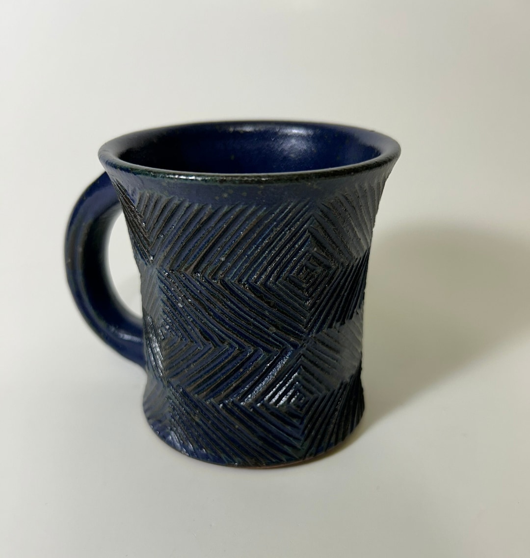 Textured Mug - Cobalt Blue Diamond Pattern - Etsy