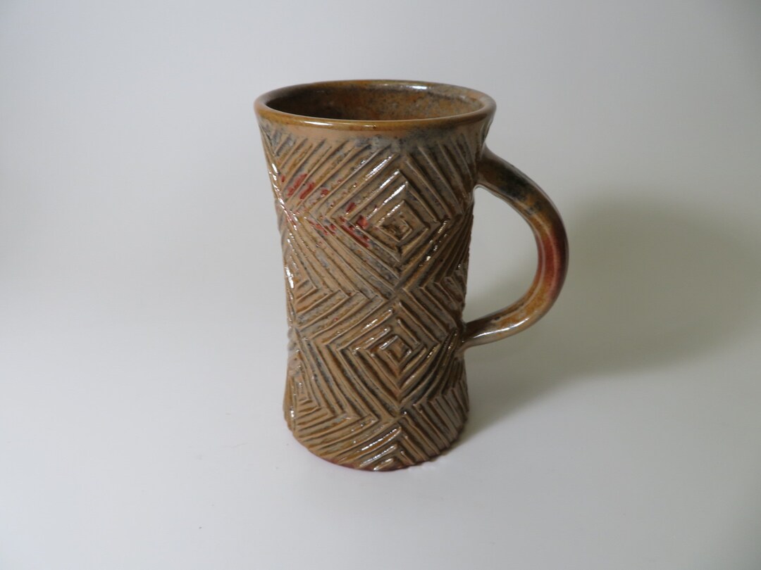 Textured Mug - Golden Diamond Pattern - Etsy