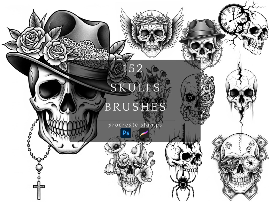 Skull Stamp Brushes for Procreate: Dark Art Brushset (digital Download ...