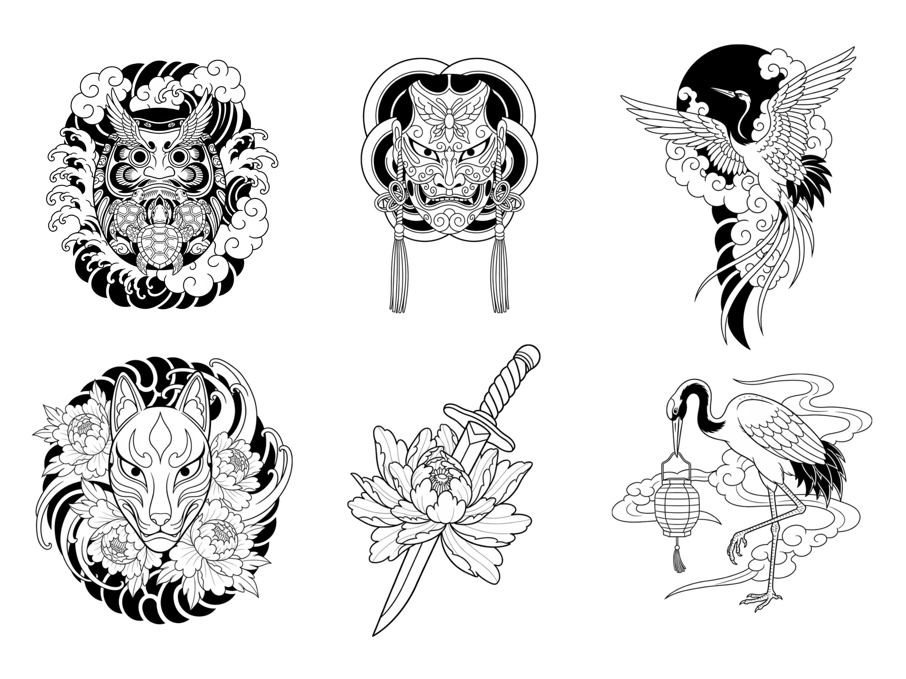Japanese Style Line Art Stamp Collection – 205 Designs for Procreate ...
