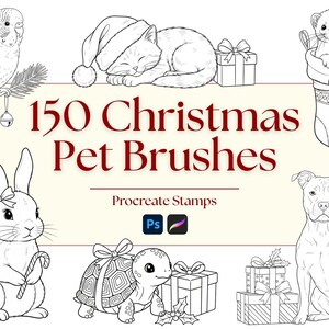 150 Christmas Pet Stamp Brushes, Procreate, Photoshop (digital Download ...