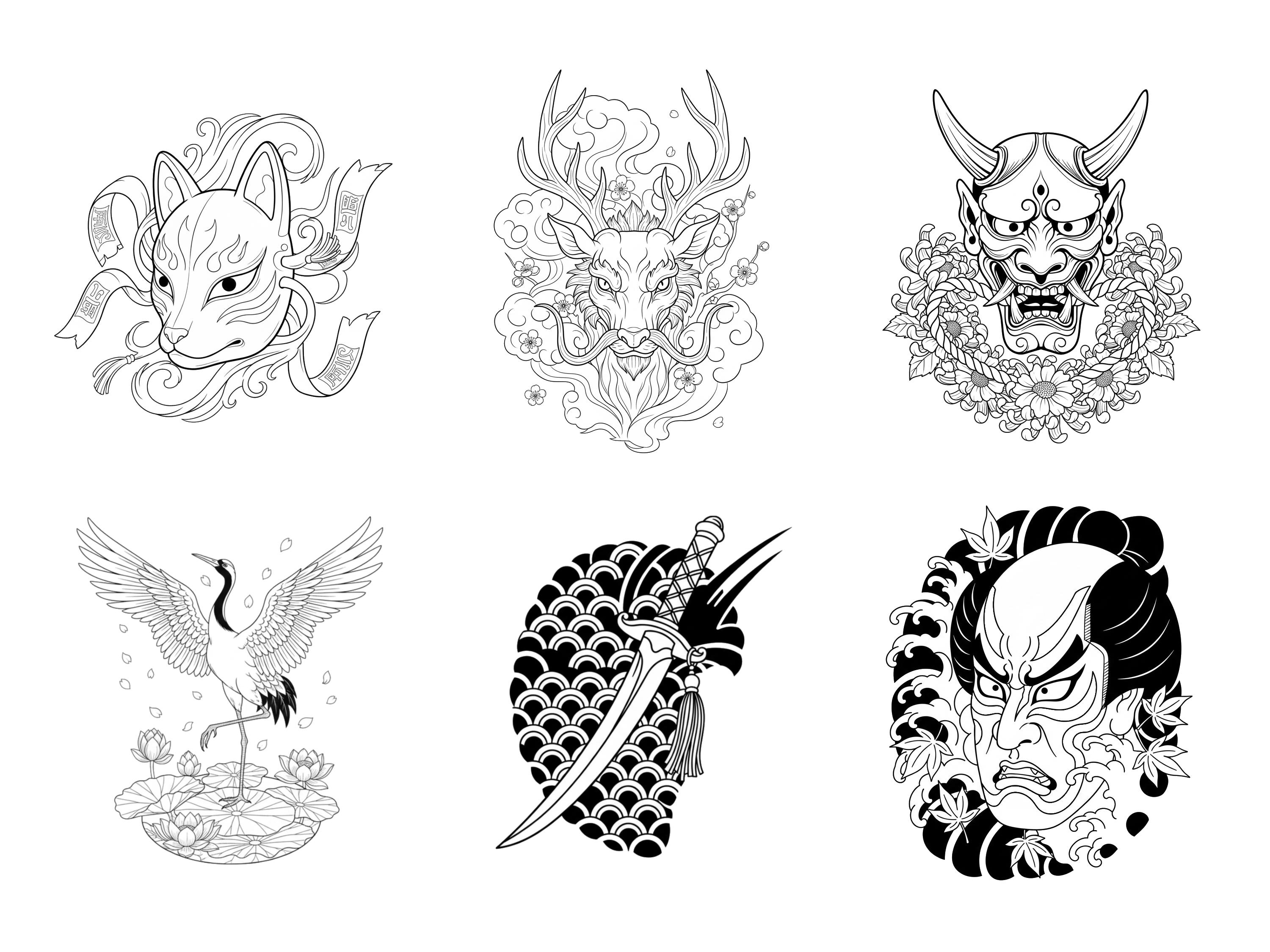 Japanese Style Line Art Stamp Collection – 205 Designs for Procreate ...