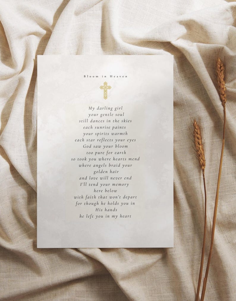 Bloom in Heaven - Christian Memorial Poem Loss of Daughter - Digital ...