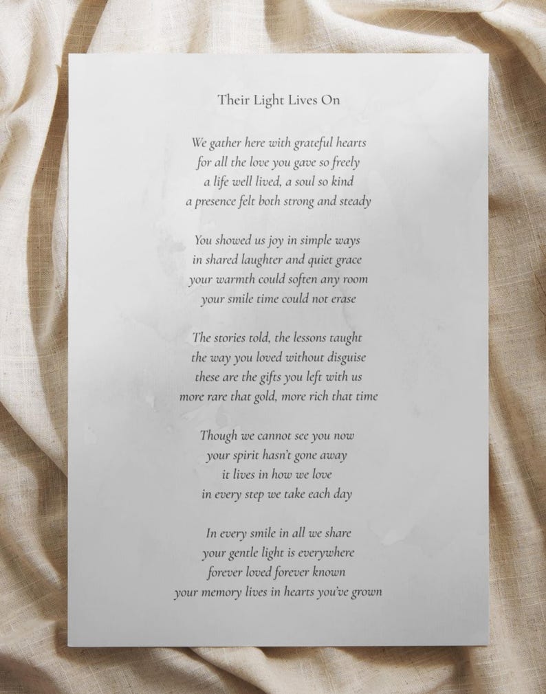 Memorial Poem Print – Celebration of Life Remembrance (digital Download ...
