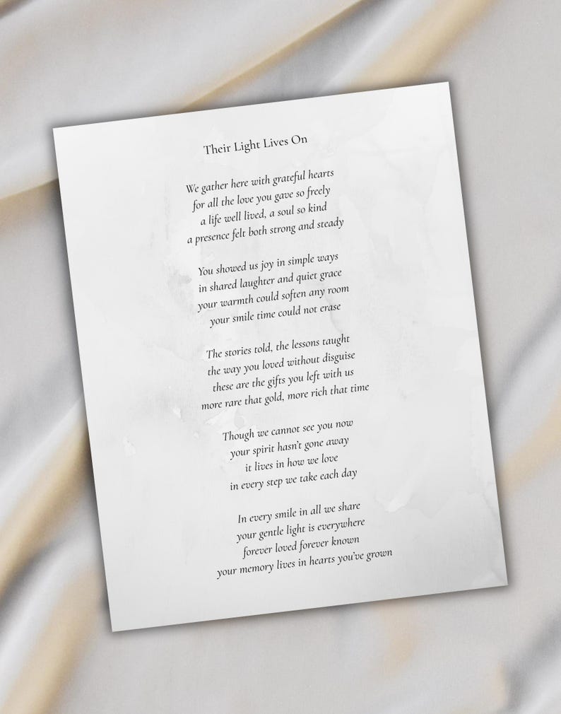Memorial Poem Print – Celebration of Life Remembrance (digital Download ...