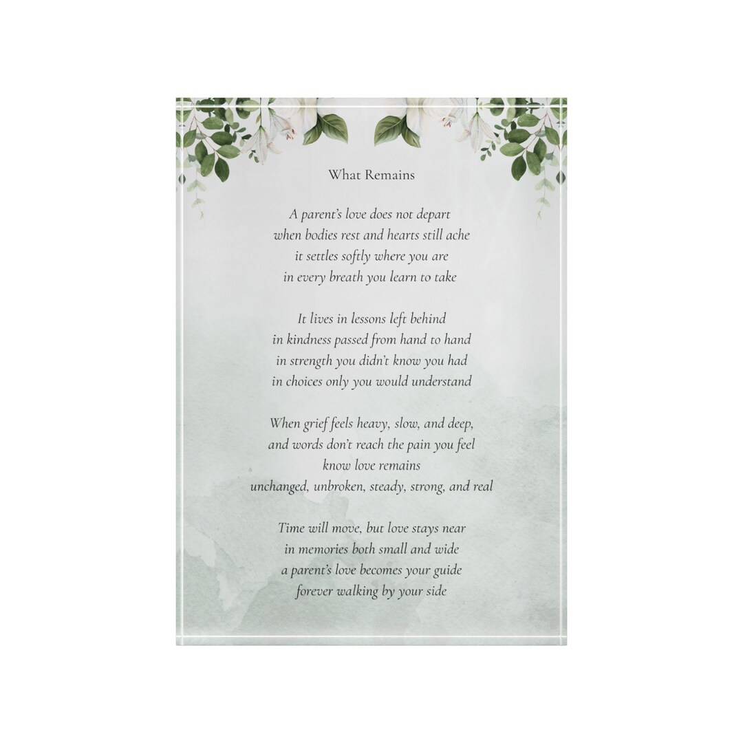 What Remains Poem Photo Block | Memorial Home Decor, Sympathy Keepsake ...
