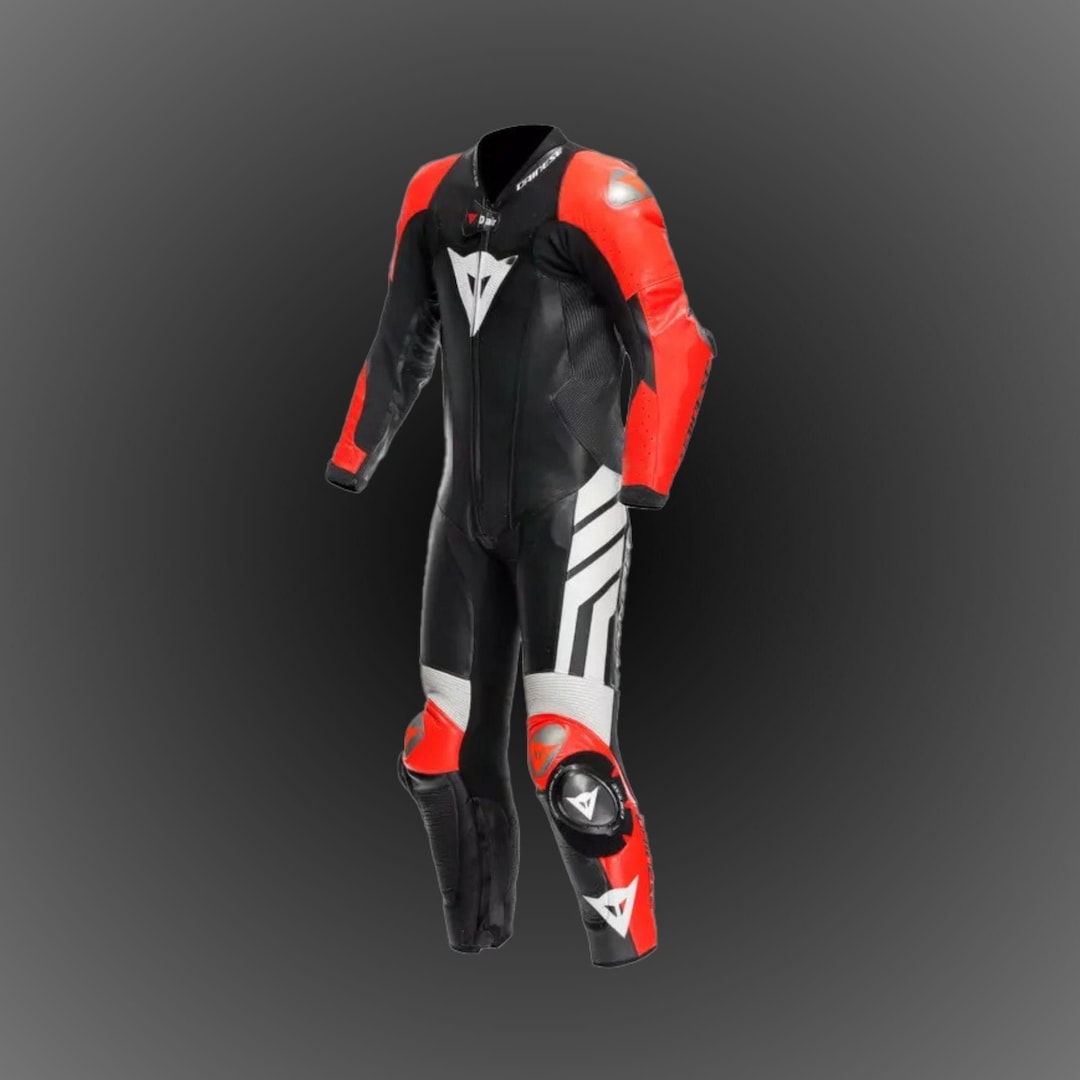 Men's Cowhide Leather Motorcycle Racing Suit – Dainese Style Biker Gear ...