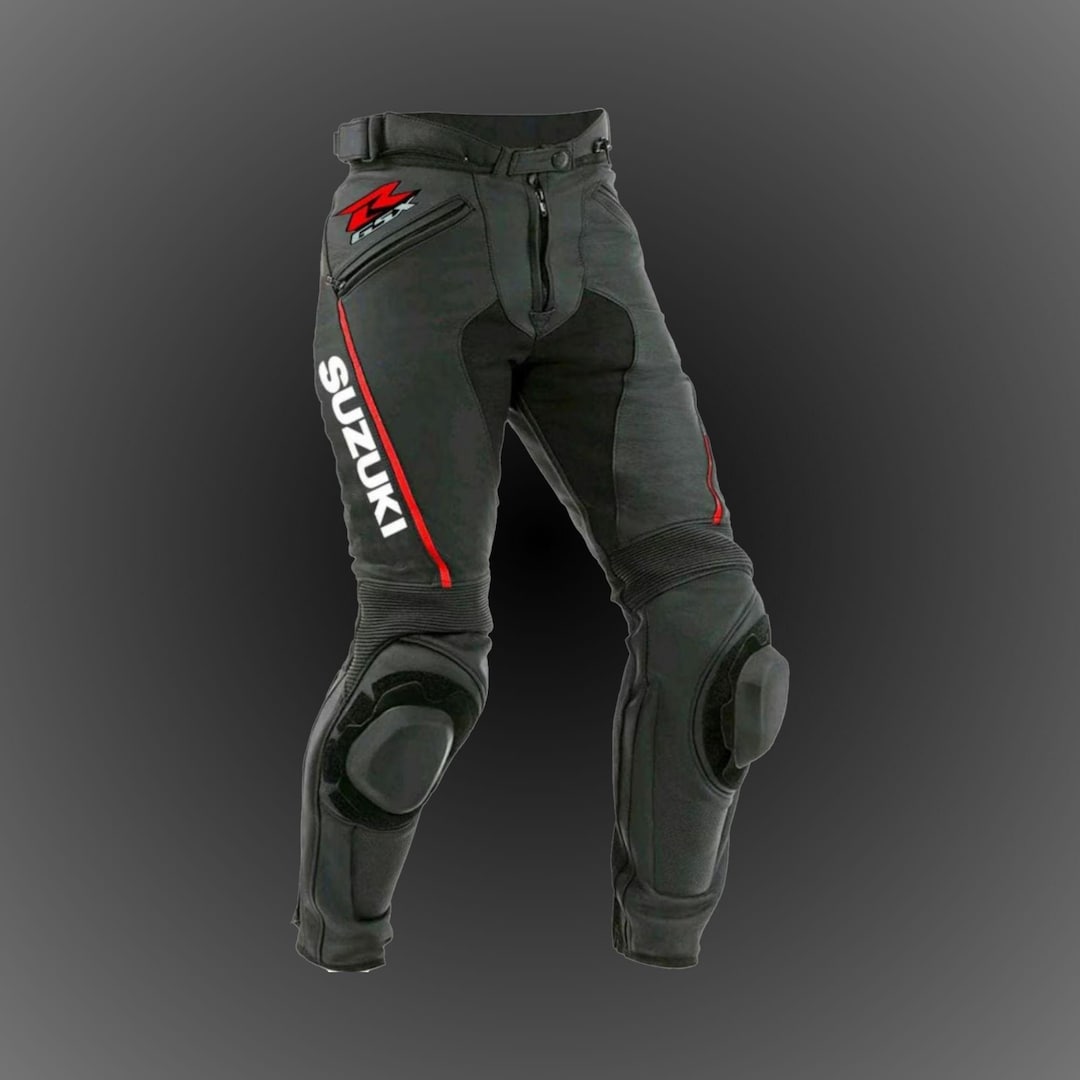 Suzuki Leather Motorbike Pants | Handmade Cowhide Racing Trousers ...