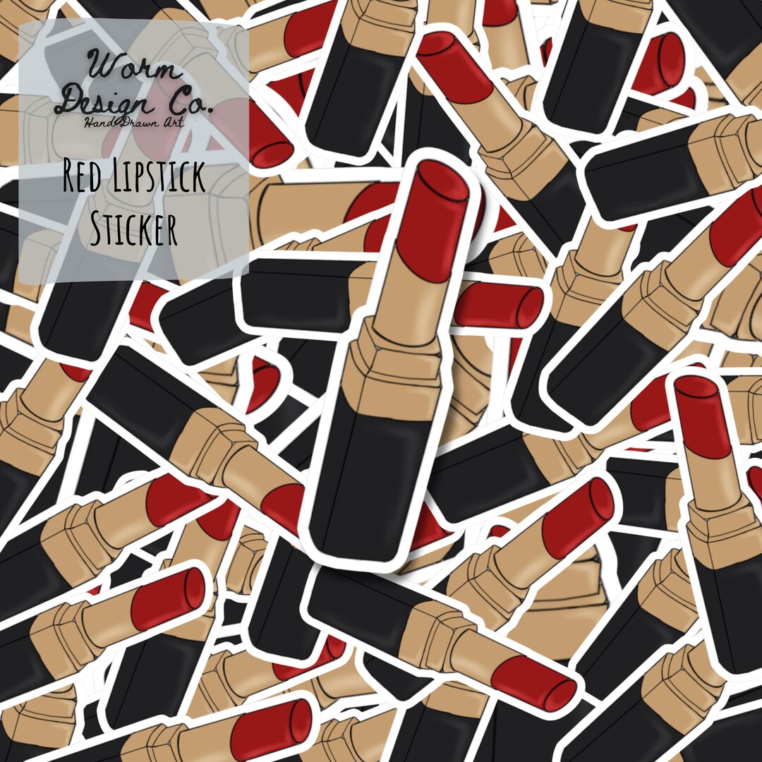Red Lipstick Sticker: Hand-drawn Vinyl Decal - Etsy