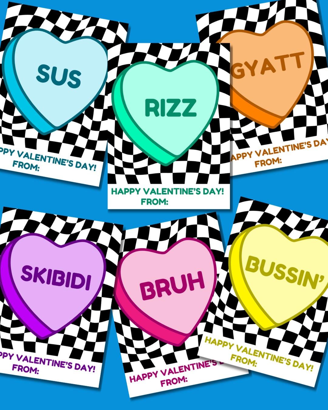 Trendy Candy Heart Valentine’s Day Cards for Teens & Tweens | Printable ...