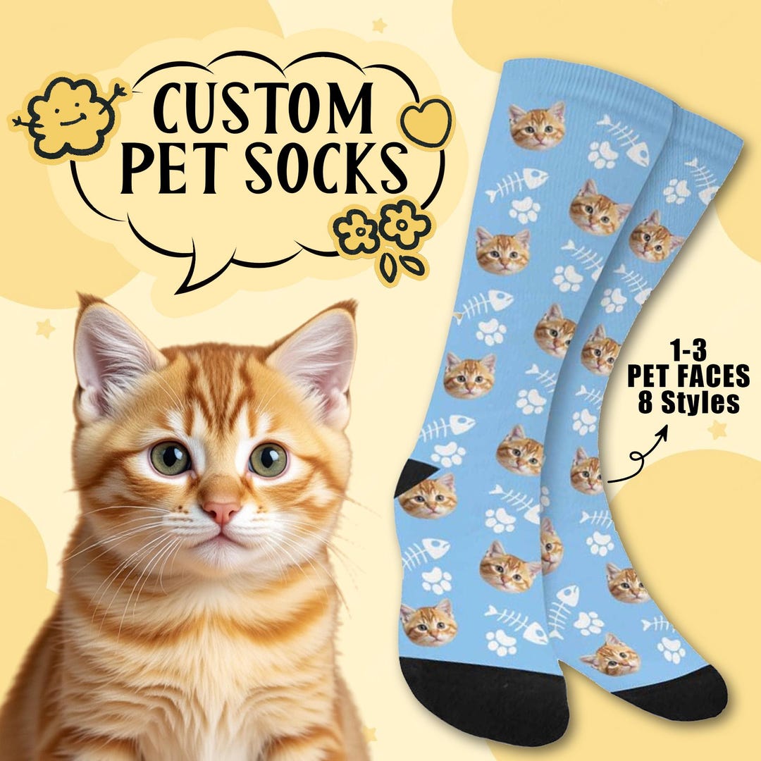 Custom Dog Face Socks Personalized Pet Socks Funny Socks Gift for Him ...