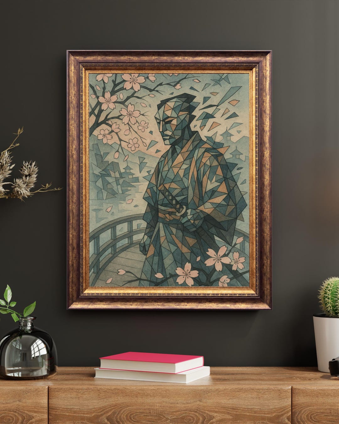 Digital Print Geometric Samurai Wall Art Print – Japanese Warrior With ...