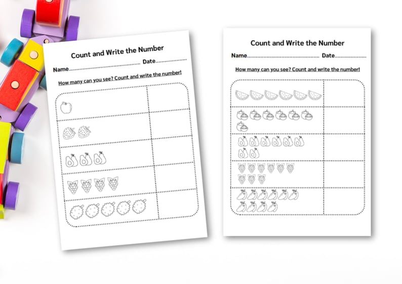 Count and Write Numbers 1 to 20 Printable Worksheets for Kids - Etsy