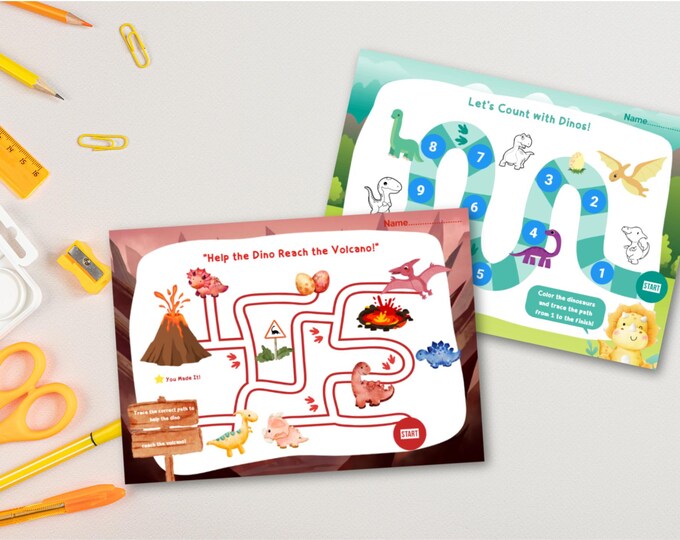 Dino Number Trail + Maze Printable Bundle | Counting 1–10 | Dinosaur ...
