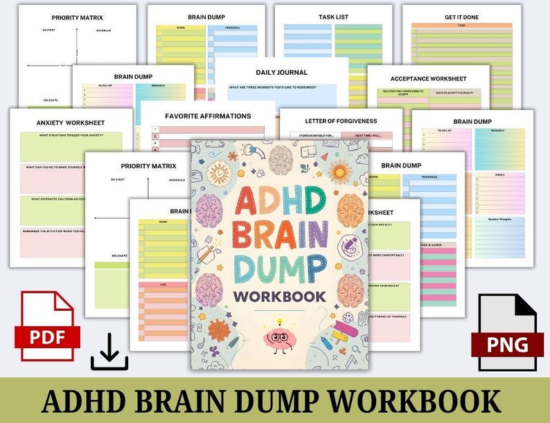 Brain Dump Workbook | Clear Your Mind Printable | Focus & Productivity ...