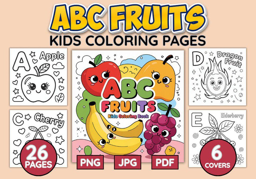 ABC Fruit Coloring Pages | Toddler Learning Activity (preschool ...