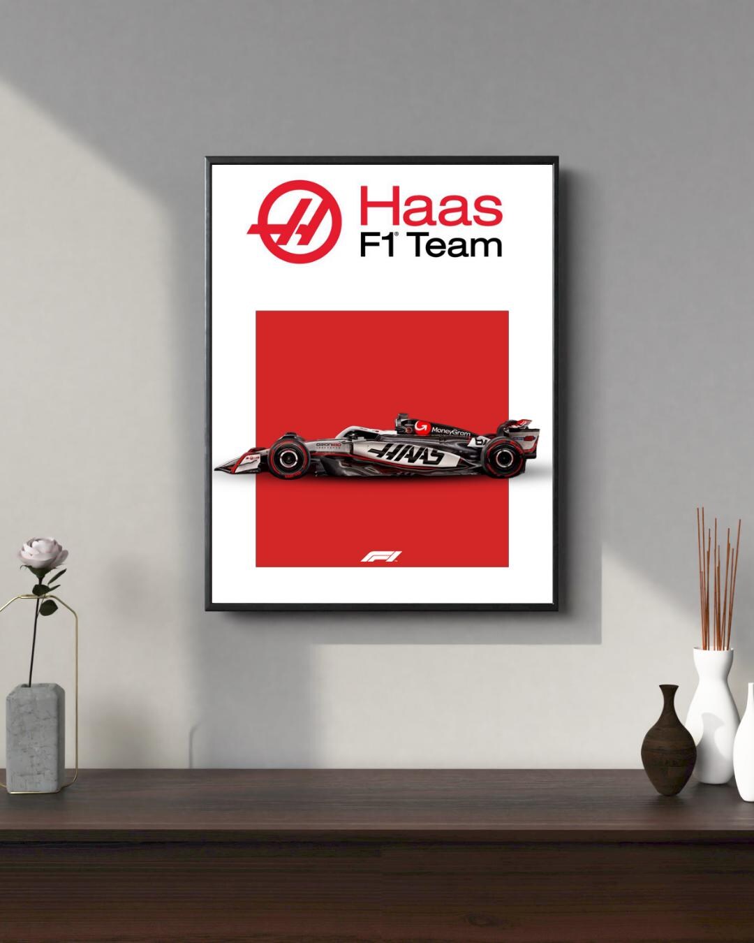 Haas Formula 1 Poster, Minimal Sports Wall Art, Modern Motorsport Decor ...
