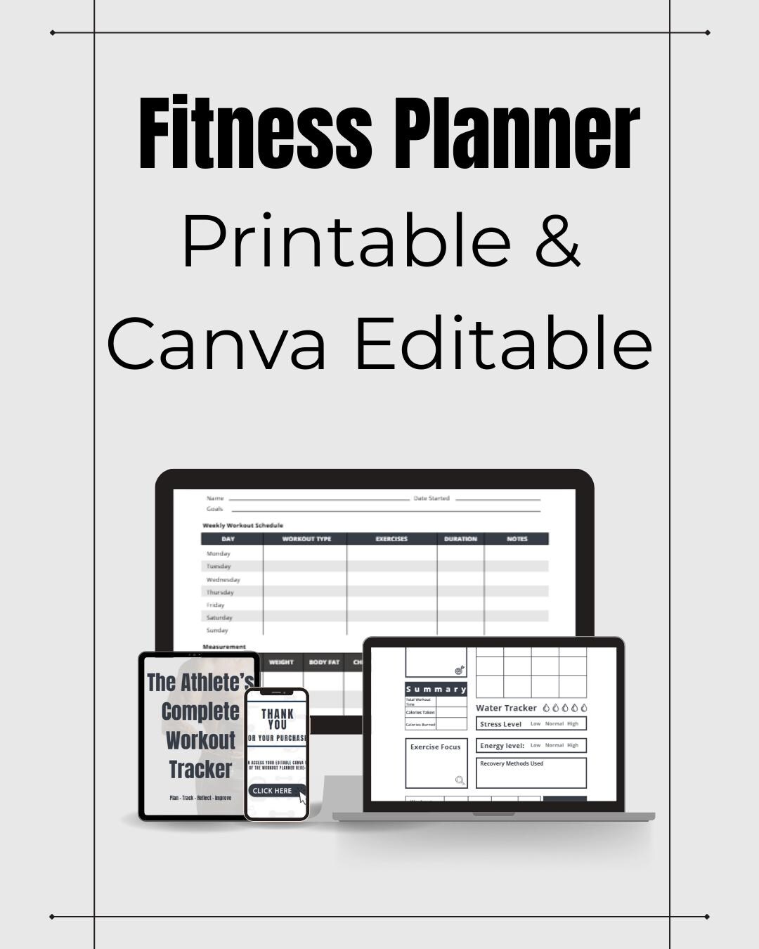 Workout Planner Printable & Editable | Fitness Tracker | Daily and ...
