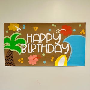 Custom Hand-painted Brown Paper Banner - Birthday Party, Baby Shower ...