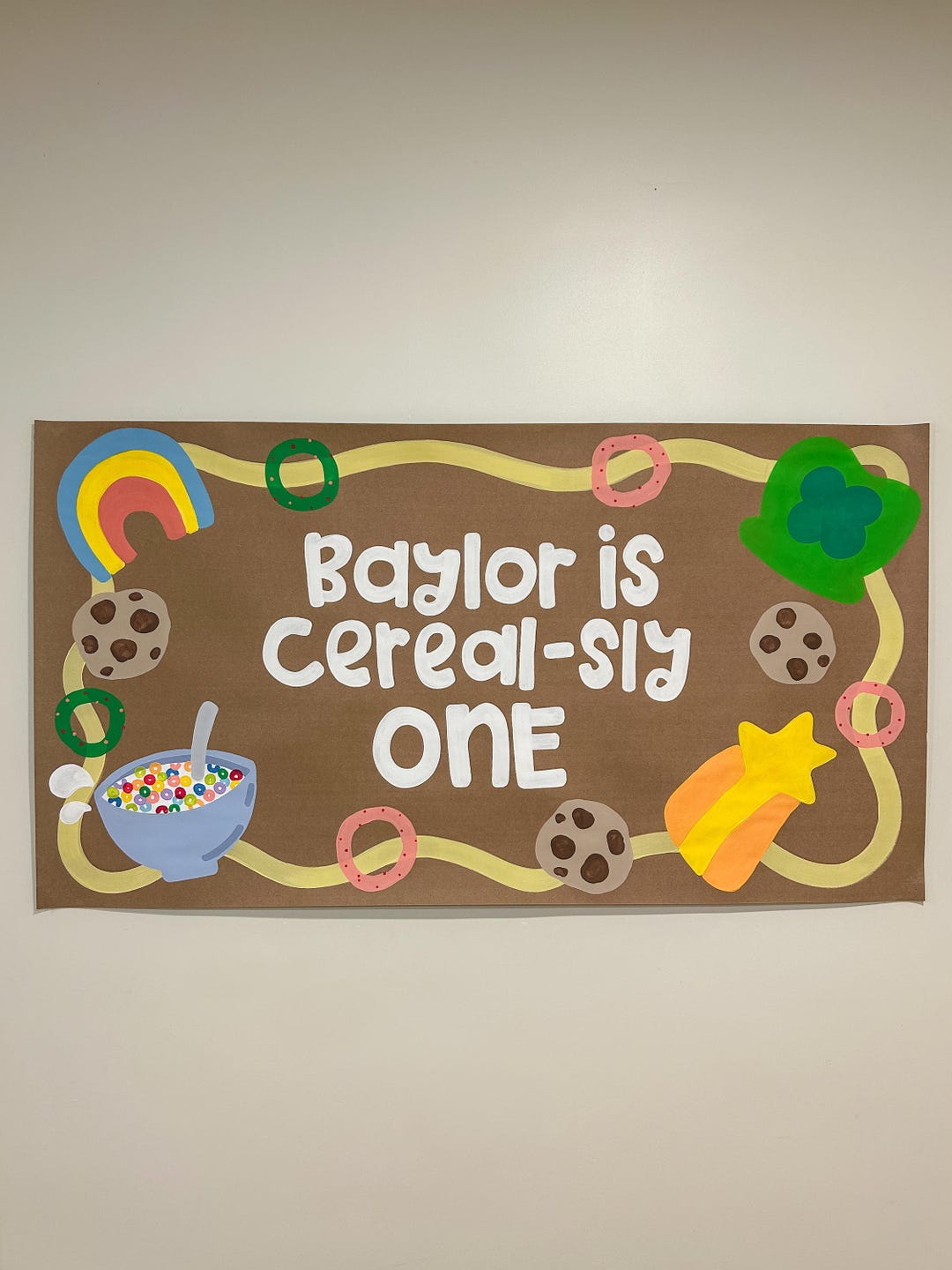 Custom Hand-painted Brown Paper Banner - Birthday Party, Baby Shower ...