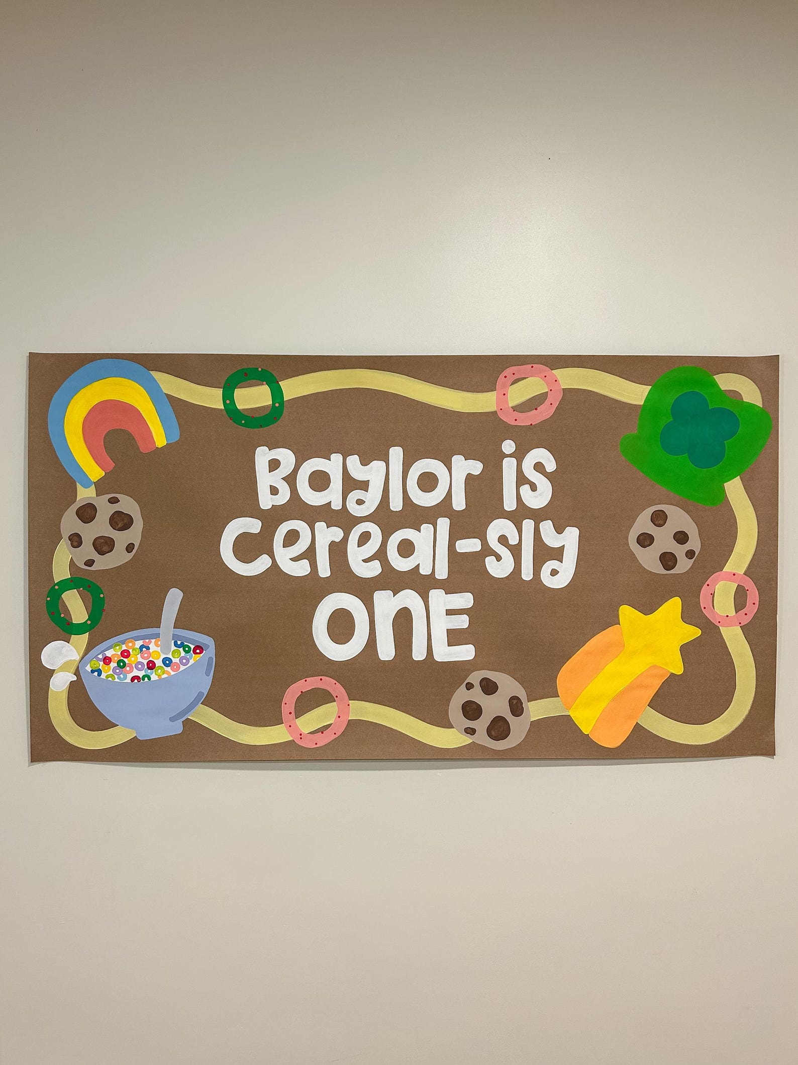 Custom Hand-painted Brown Paper Banner - Birthday Party, Baby Shower ...