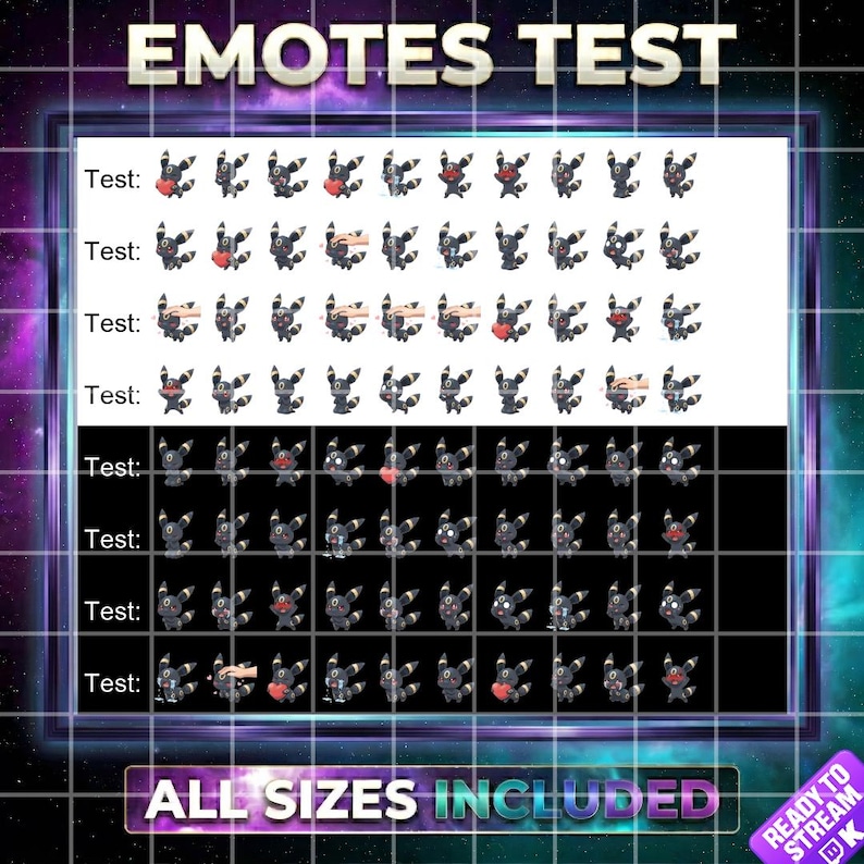 24 Umbreon Emotes and Stickers, Pokémon Eeveelution Anime Chibi Twitch ...