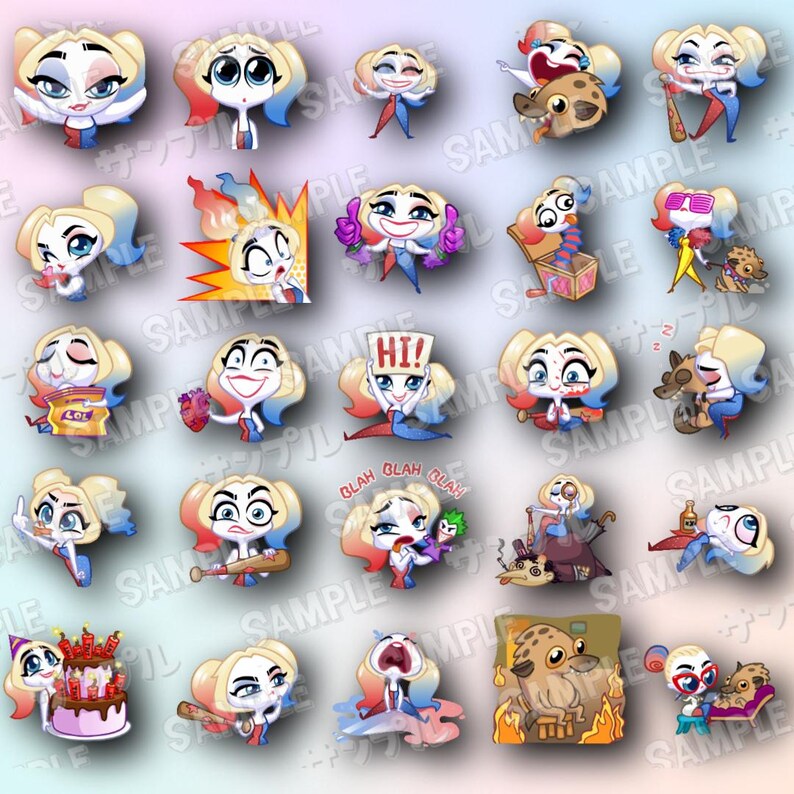 25 Animated Harley Quinn Emotes | DC Emotes for Twitch, Discord, Kick ...