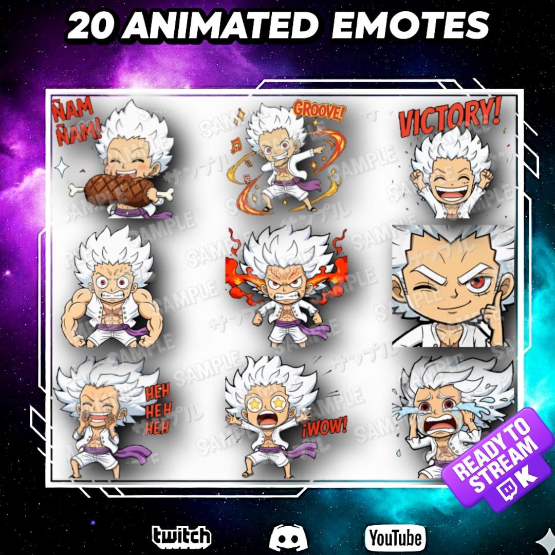 One P. 20 Gear 5 Animated Emotes | for Twitch, Discord, Kick, Youtube ...