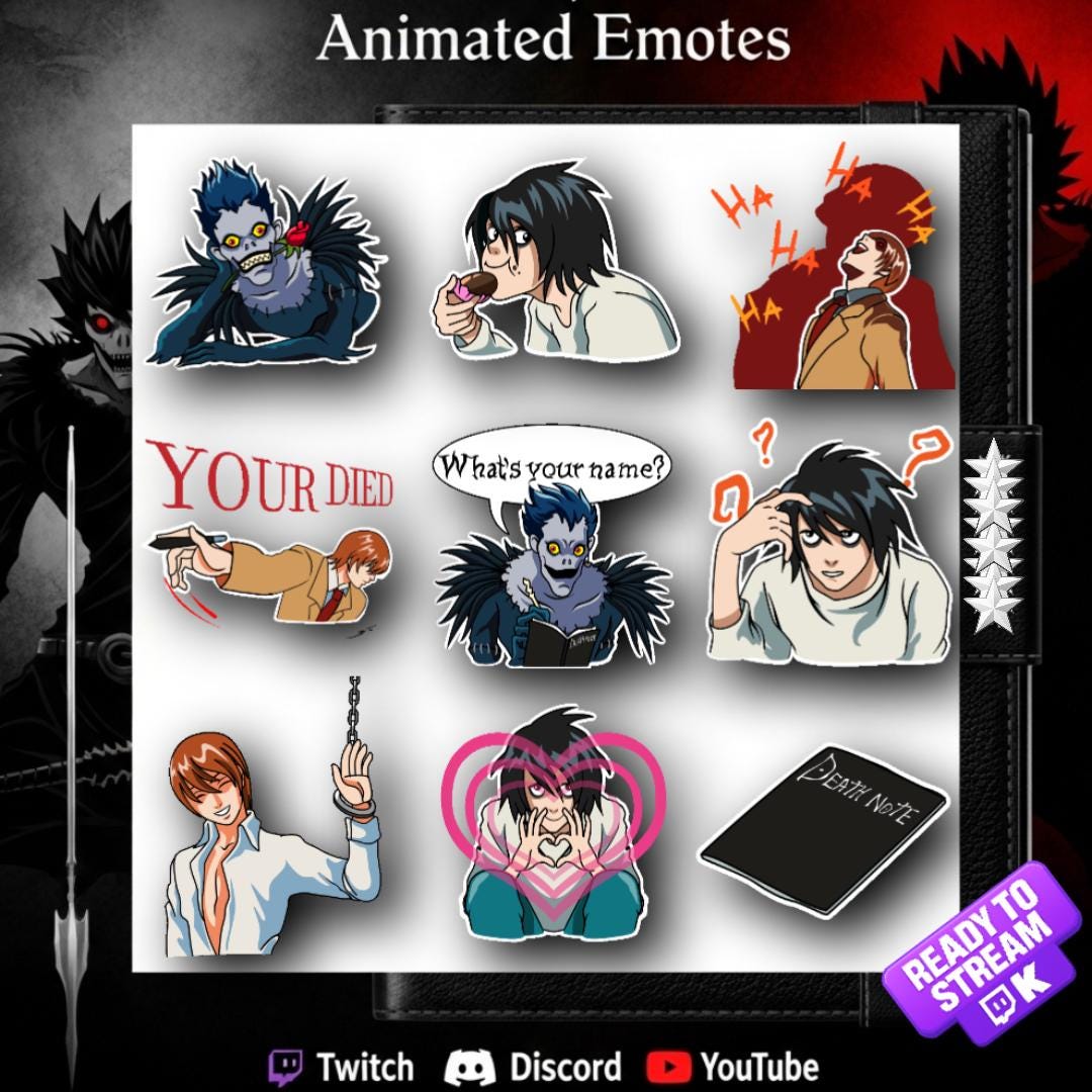Megapack 21 Animated D. Note Emotes | Anime for Twitch, Discord, Kick ...