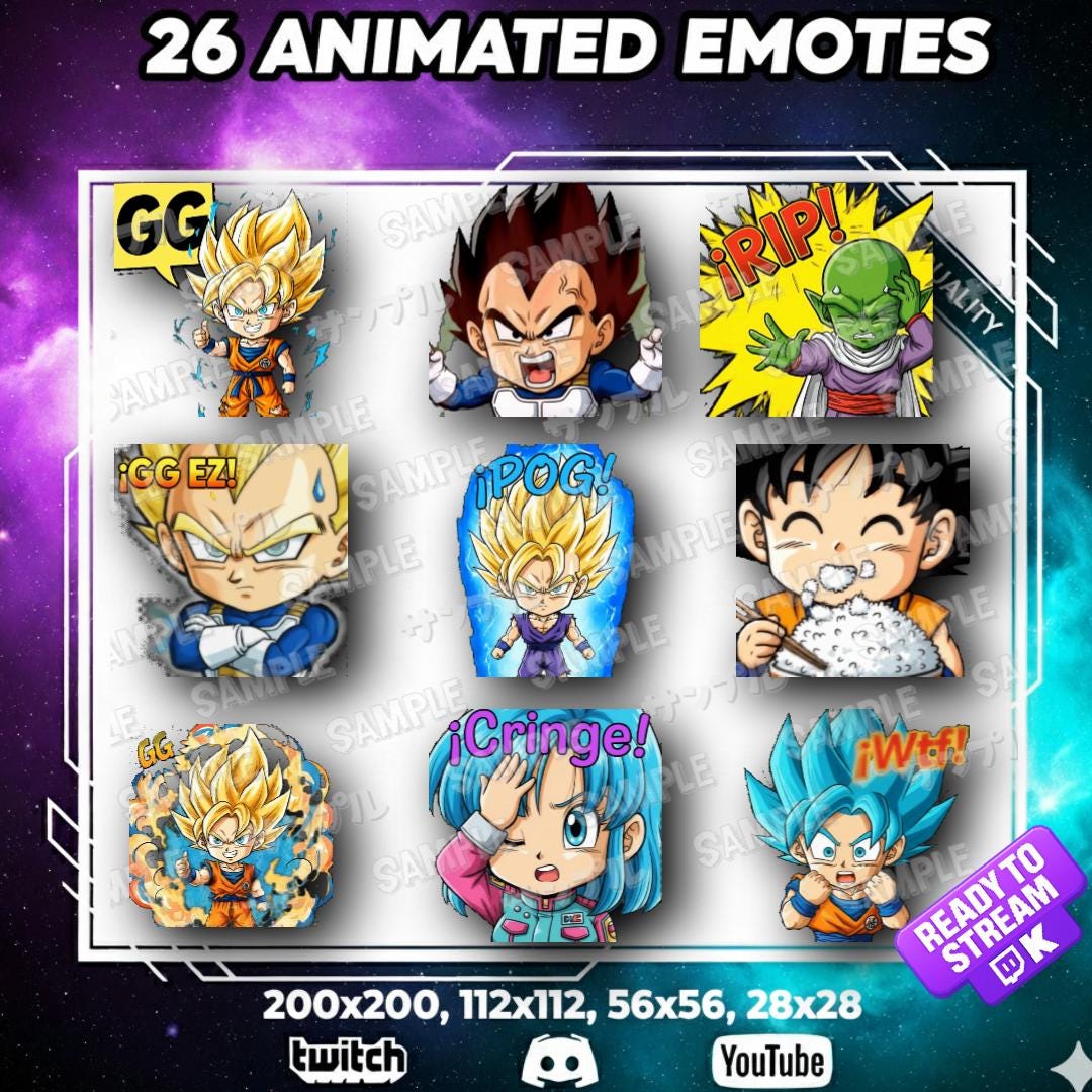 Pack 26 Animated Dragon Ball Z Emotes | GIF Emotes for Twitch, Discord ...