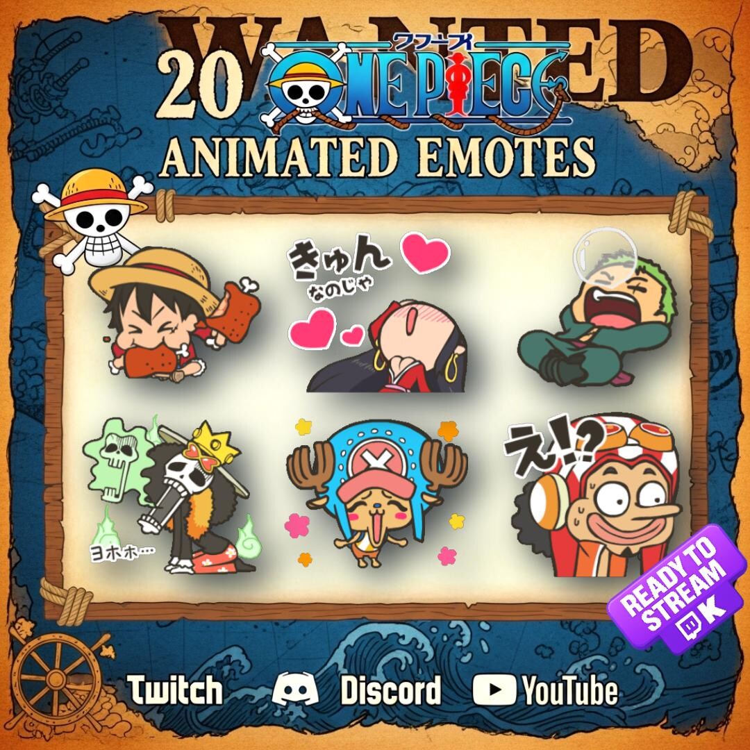 One Piece 20 Animated Emotes | Custom Icons for Twitch, Discord, and ...