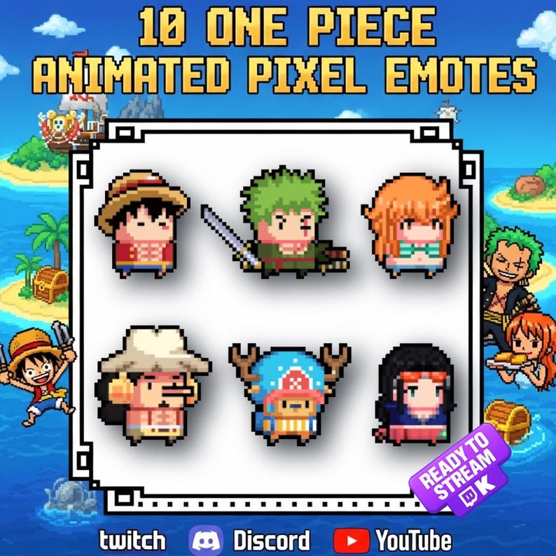One Piece Pixel 10 Animated Emotes | Emotes for Twitch, Discord, and ...