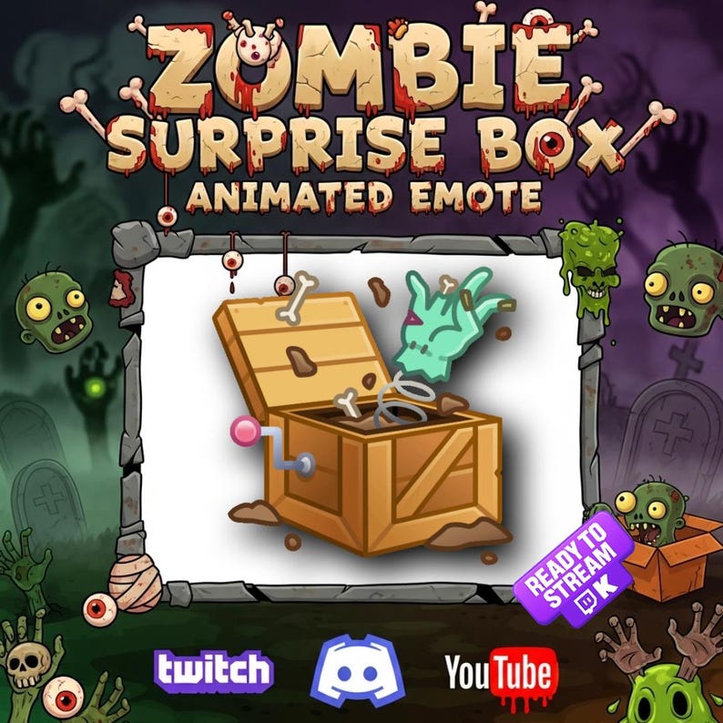 Animated Zombie Emote, Alert in Box | Zombies for Twitch, Discord, Kick ...