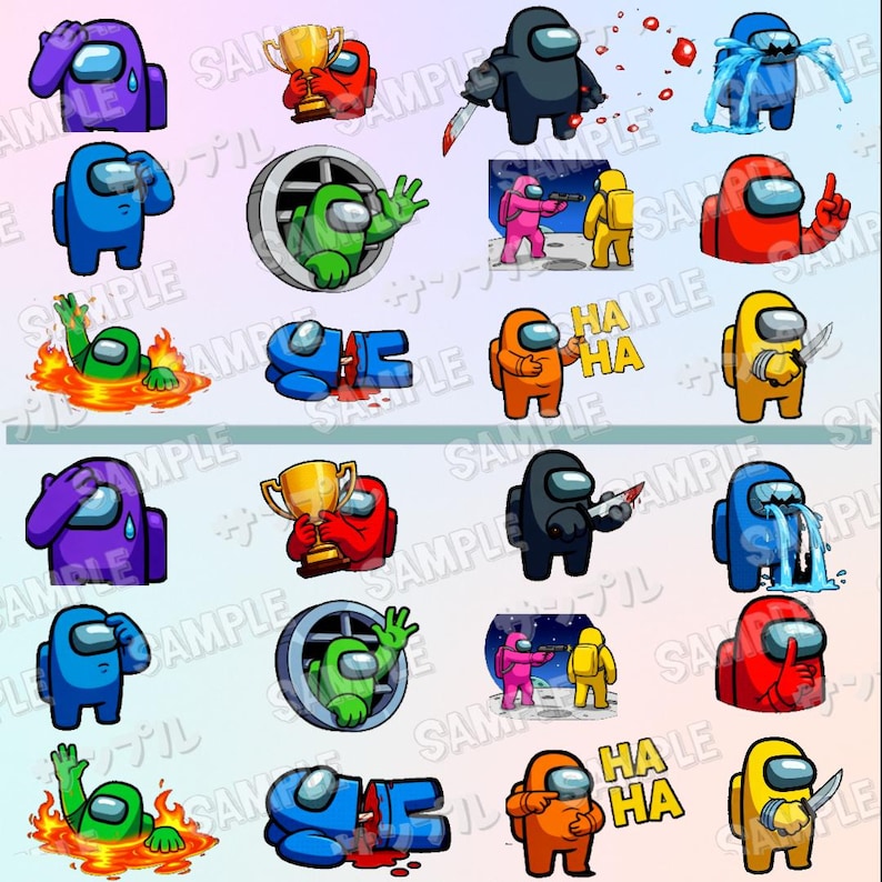 24 Among Us Emotes Pack (12 Animated + 12 Static) | Emotes for Twitch ...