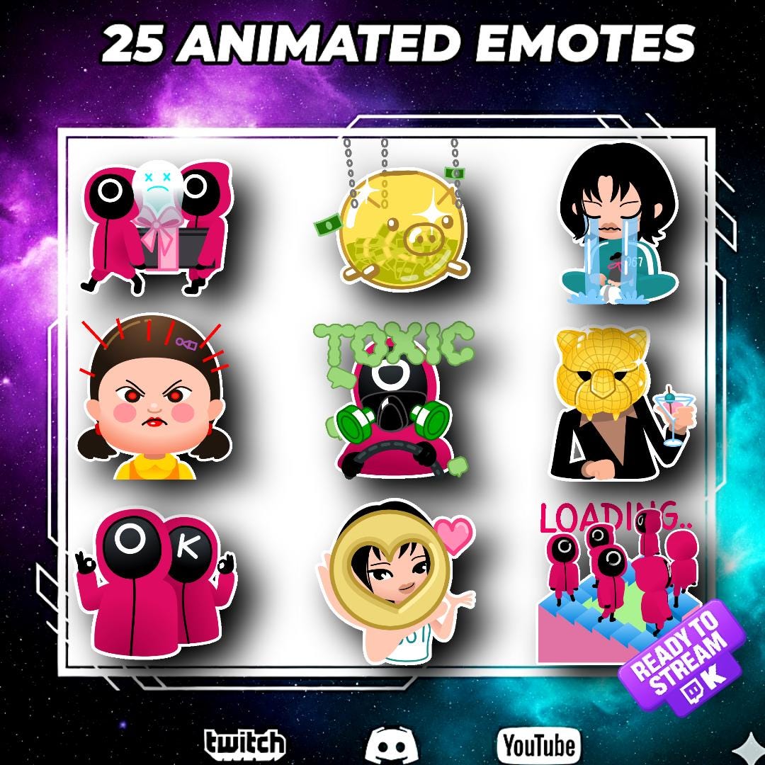 25 Squid Animated Emotes | for Twitch, Discord, Kick, Youtube - Etsy