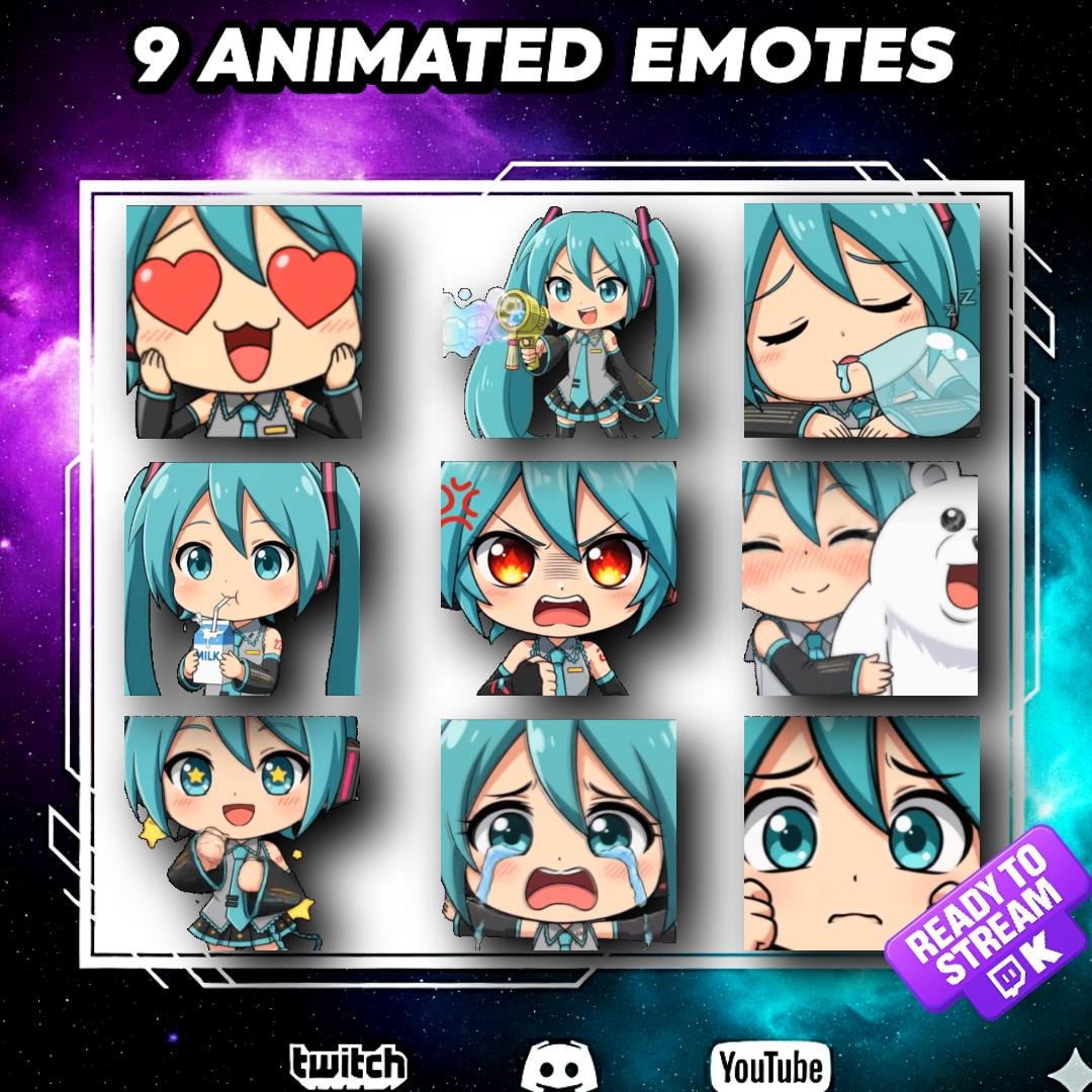 Twitch emotes Miku 9 Emotes Animados | Emotes Personalizados para ...